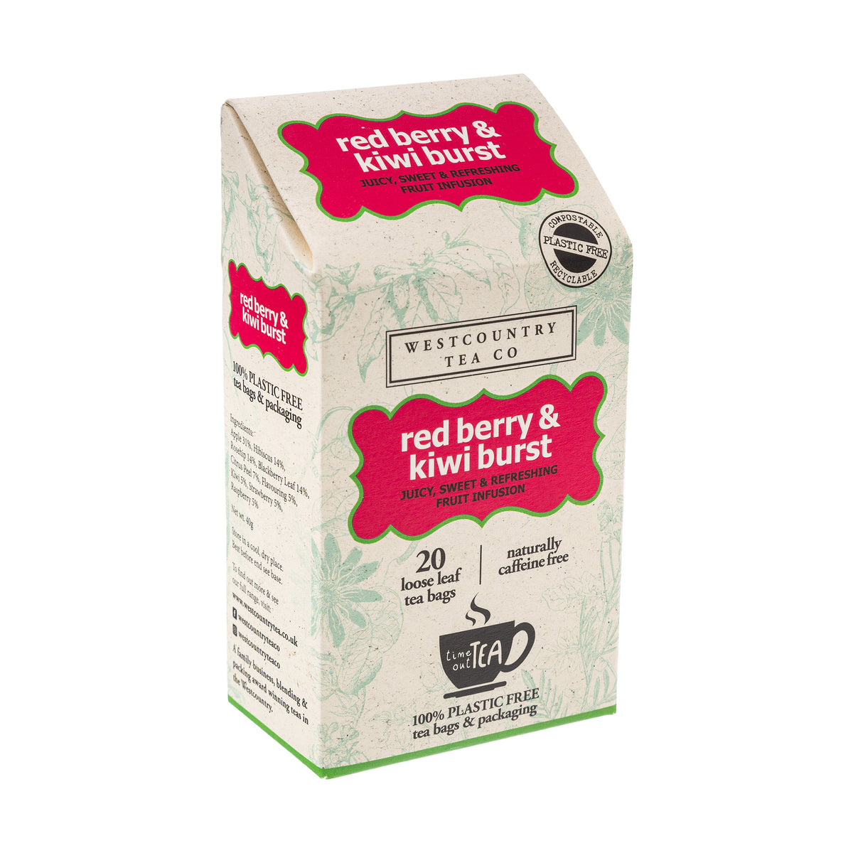 Westcountry Tea Co - Red Berry & Kiwi Burst - 20 Loose Leaf Bags 40g ...